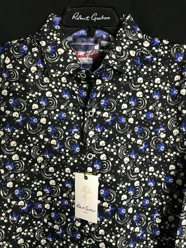 Robert Graham NOBIS Skull Bones $198 Medium NEW NWT Classic Fit M Free ...