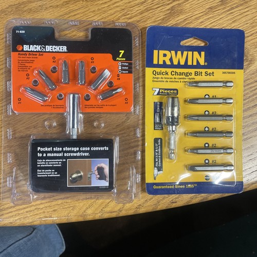IRWIN QUICK CHANGE BIT SET AND BLACK & DECKER HANDY DRIVER SET BOTH ...