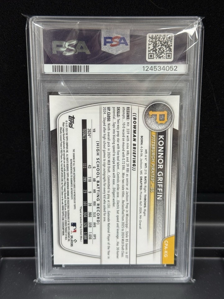 2025 Bowman Chrome AUTO MINI DIAMOND REFRACTOR Konnor Griffin - PSA 10 ...