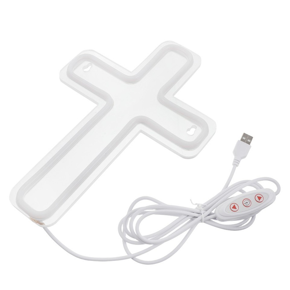 Neon Cross Wall Decor: 11.4x7.9in Light Up Cross Neon Sign - Spiritual ...