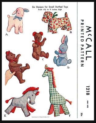 McCall 1218 Stuffed Animals Fabric Sewing Pattern Lamb Giraffe Dog ...
