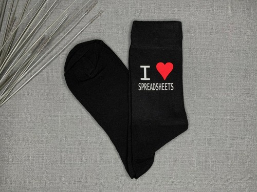 I Love Spreadsheets Men's Novelty Socks Vinyl Printed Gift Idea Father ...