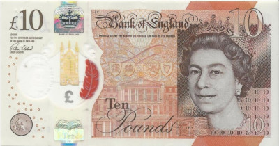 Great Britain UK 10 Pound Banknote Queen Elizabeth II & Jane Austen ...