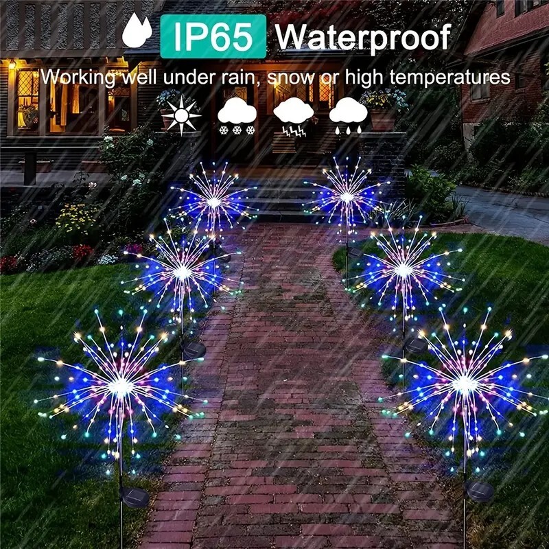 Solar Firework Lights LED Outdoor Waterproof Path Lawn Yard Garden ...