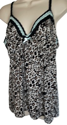 Joe Boxer Sexy Leopard Chemise Babydoll Teddy XL Stretch Nightgown Blue ...