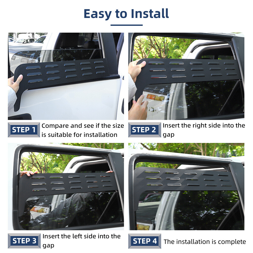 2PCS Black Rear Window Louver Vent Trim for Ford F150 Raptor 4-Door ...