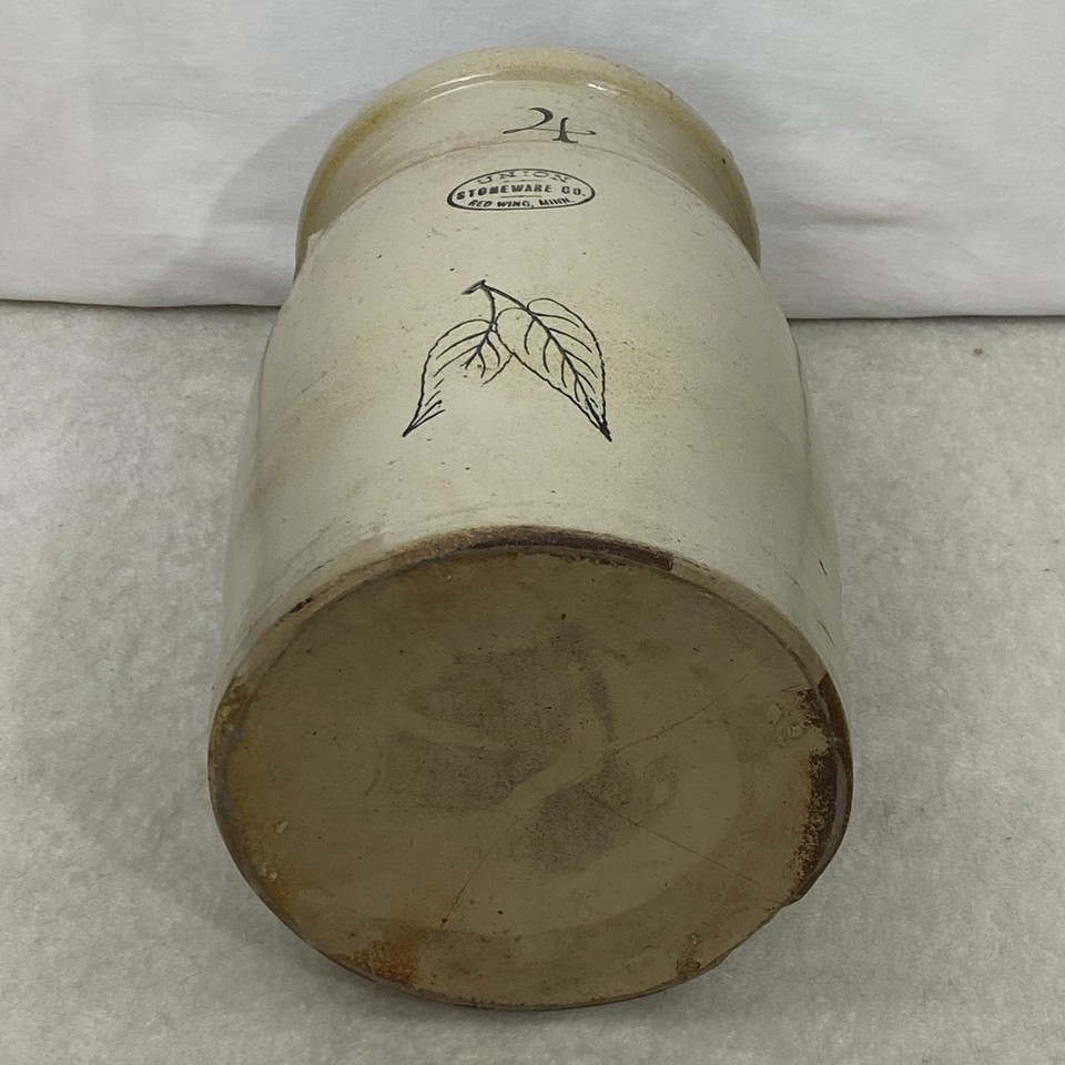 Antique Red Wing Union Stoneware 4 Gallon Crock Birch Leaf MN Vintage ...