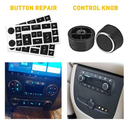 Black Car Knob & Climate Control Button Sticker Combo Decor Trim ...