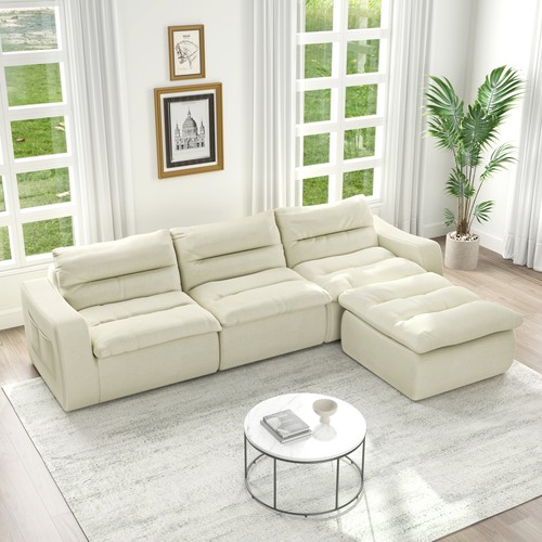 Modern Beige L-Shaped Modular Sofa | eBay