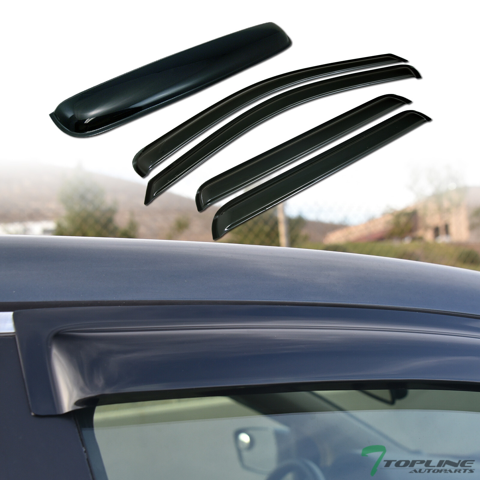 Topline For 2005-2010 Jeep Grand Cherokee Window Visors+Moonroof ...