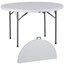 48" Portable Round Folding Card Table Plastic Utility Table w/Handle ...