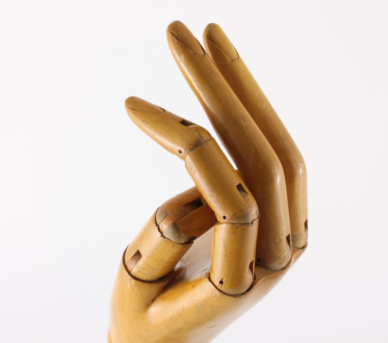 Antique Articulated Mannequin Hand. Wood Glove Last Stand. Jointed Ring ...