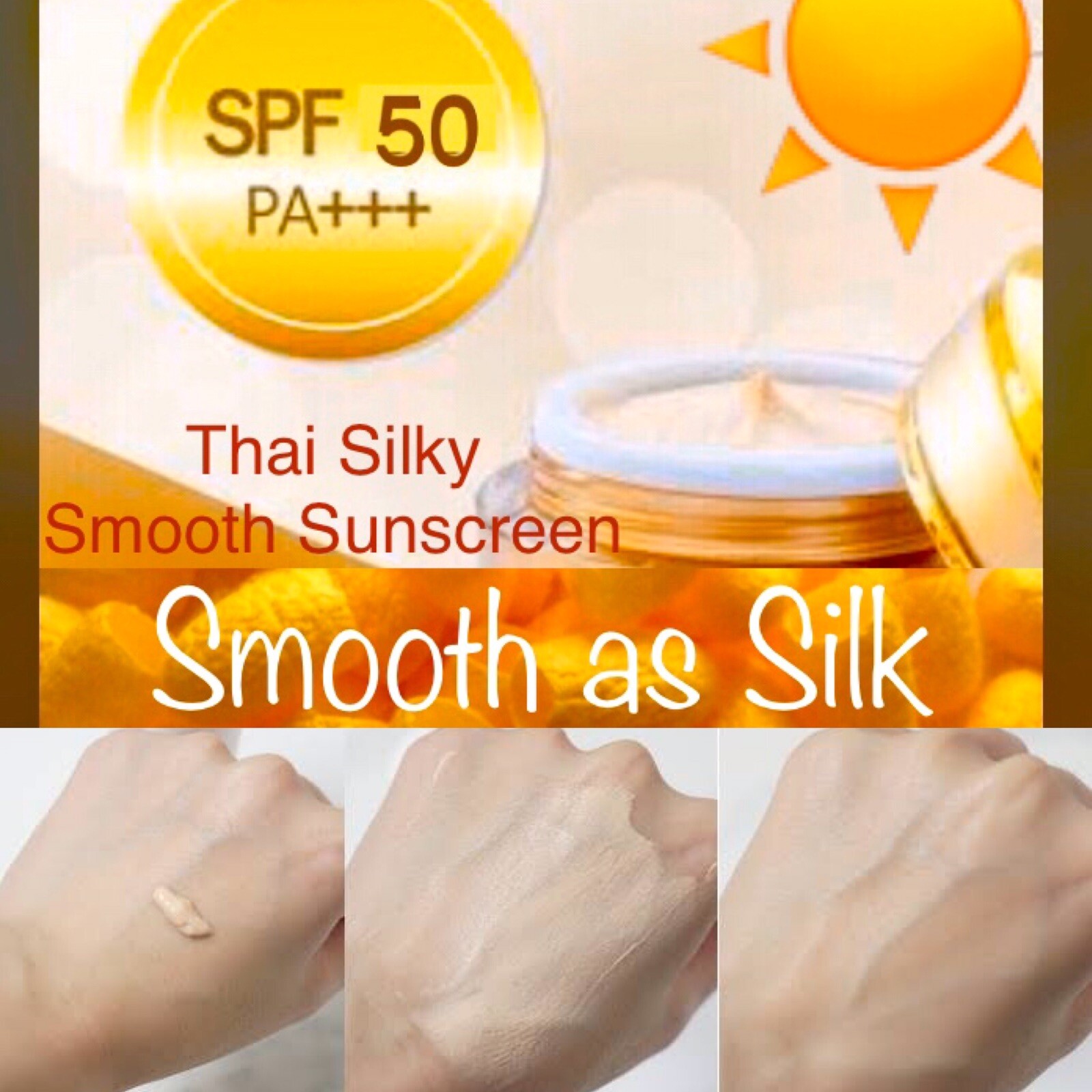 1xThai SILK SMOOTH SUNSCREEN SPF50++UVA/UVB Block 15g. Natural Bright ...