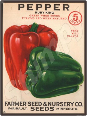 Pepper Ruby King seeds Metal Sign 9" x 12" | eBay