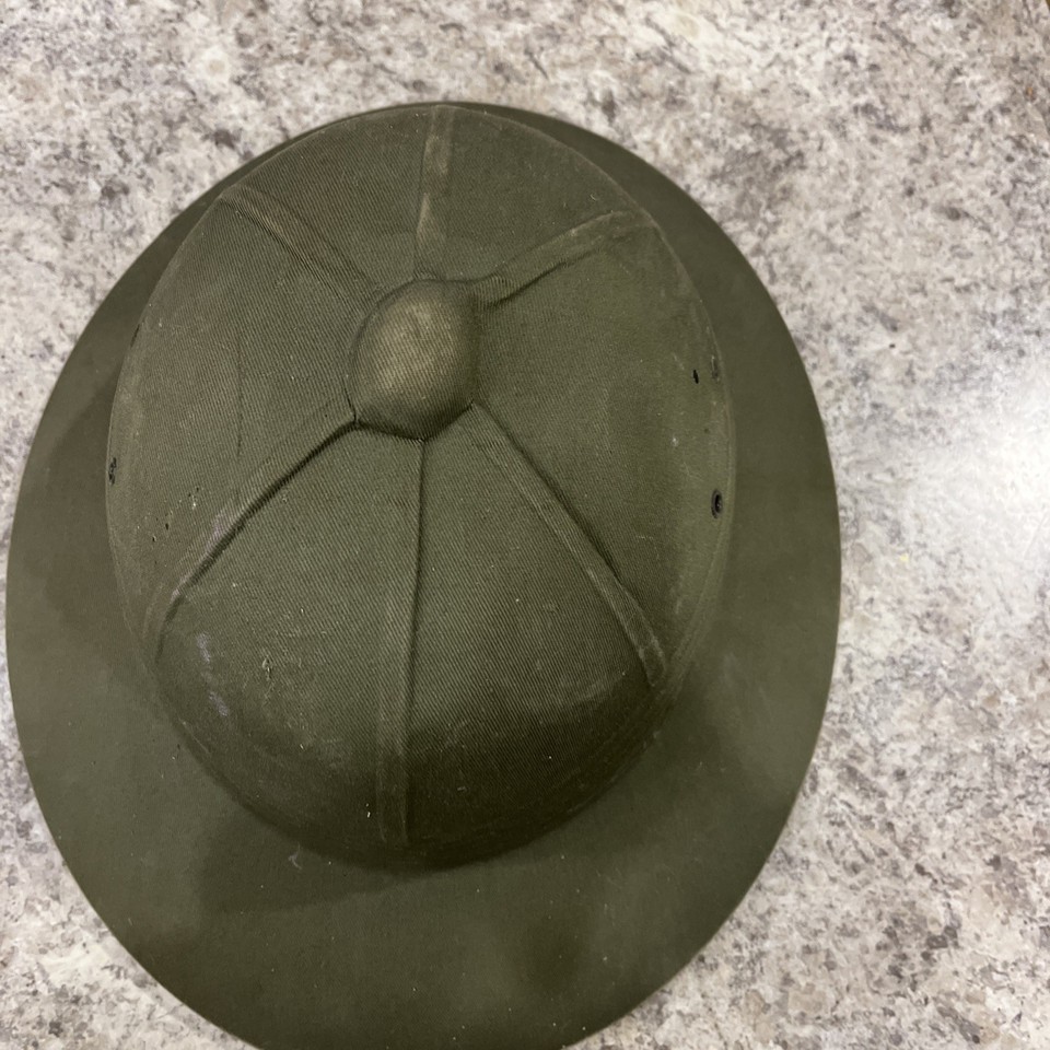 Vintage WWII USN pith hat helmet military navy N140 green USMC marines ...