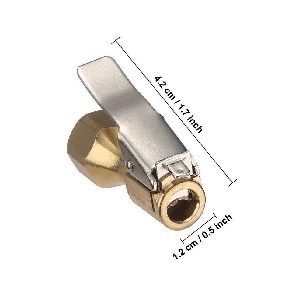 2pcs Tire Inflatable Straight Brass Open Flow Air Chuck Lock-On Clip 1/ ...