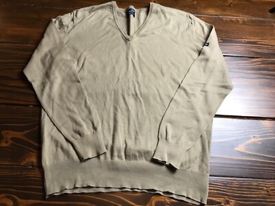 Peter Scott Sweater Men's Size 46 Solid Tan V-neck Ribbed Edges Long ...