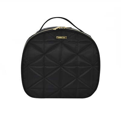 Modella Black Quilted Geometric 2 Piece Round Zippered Train Case | eBay