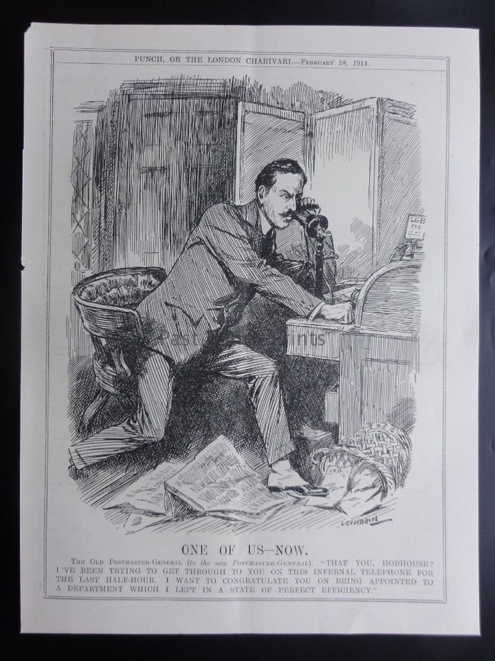 OLD POSTMASTER GENERAL TO NEW POSTMASTER GENERAL - FEB 18th 1914 Punch ...
