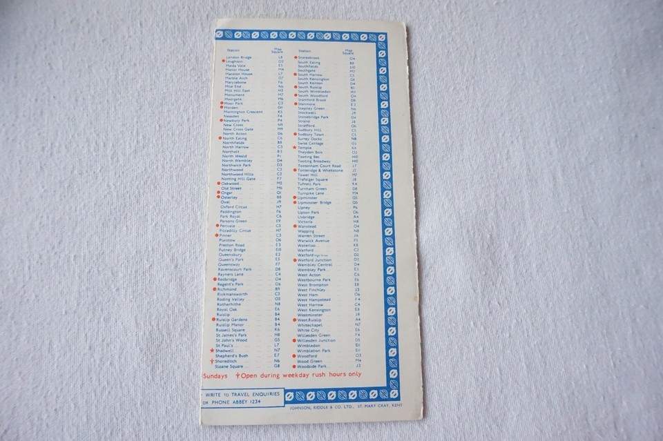 1962 London Transport Underground Map Diagram of Lines Tube 262 | eBay UK