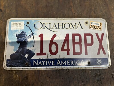 Oklahoma License Plate Native America - Expired 2013 - 164BPX | eBay