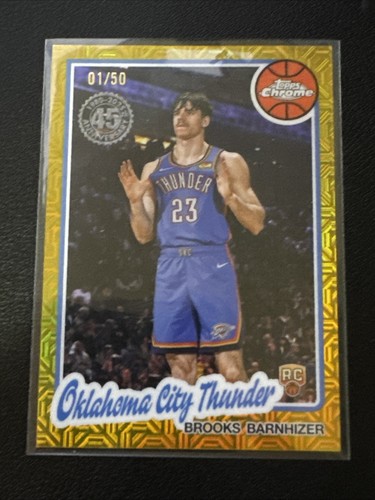 Brooks Barnhizer Topps Gold 1/50 First Print! 2025-26 RC OKC Thunder ...