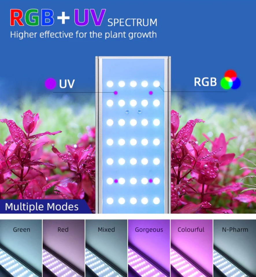 Week Aqua L Series Full Spectrum Aquarium Lightning Led RGB + UVA 48 ...