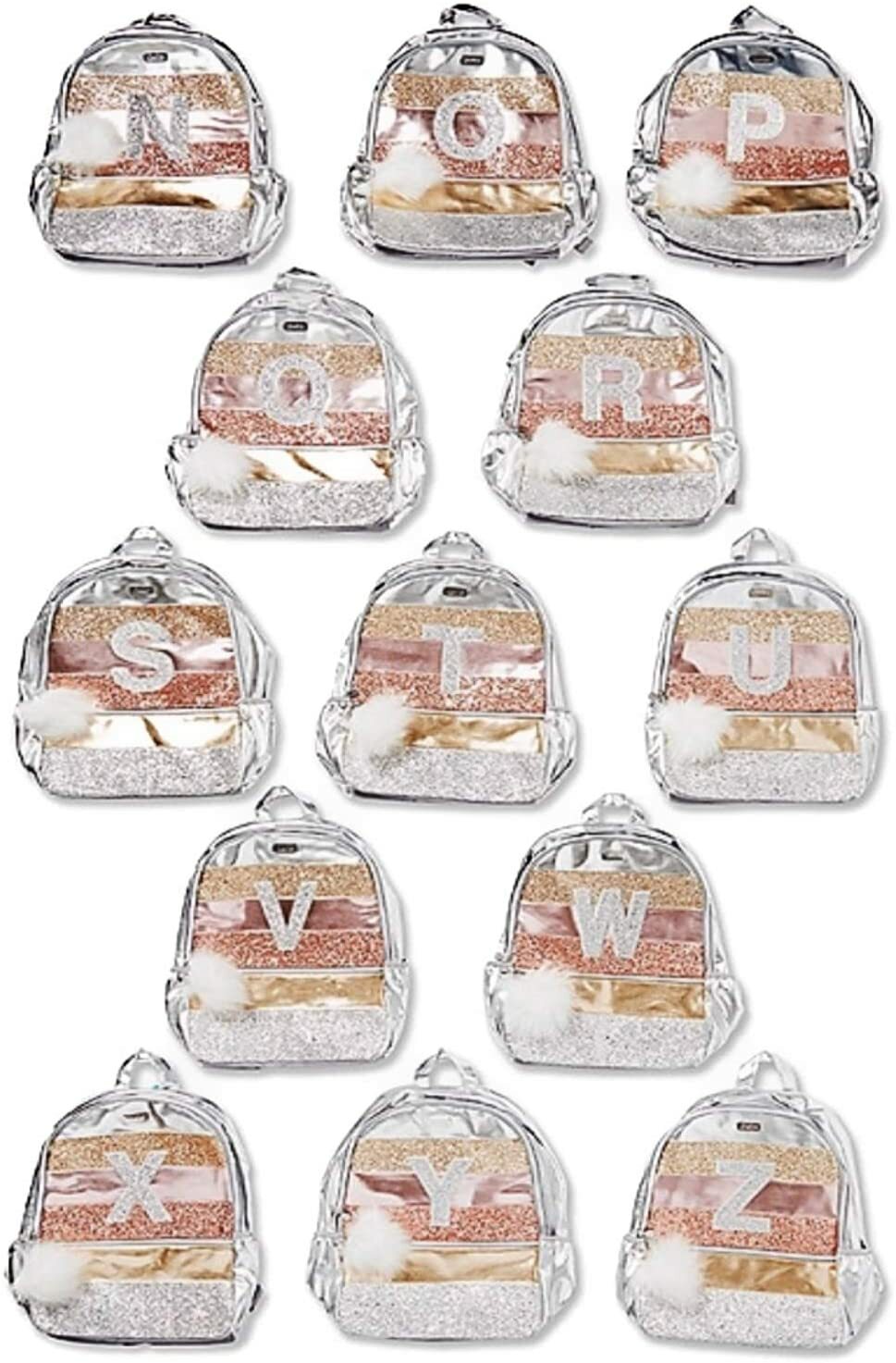 Justice Girls Glitter Stripe Initial Backpack Full Size Choose Letter ...