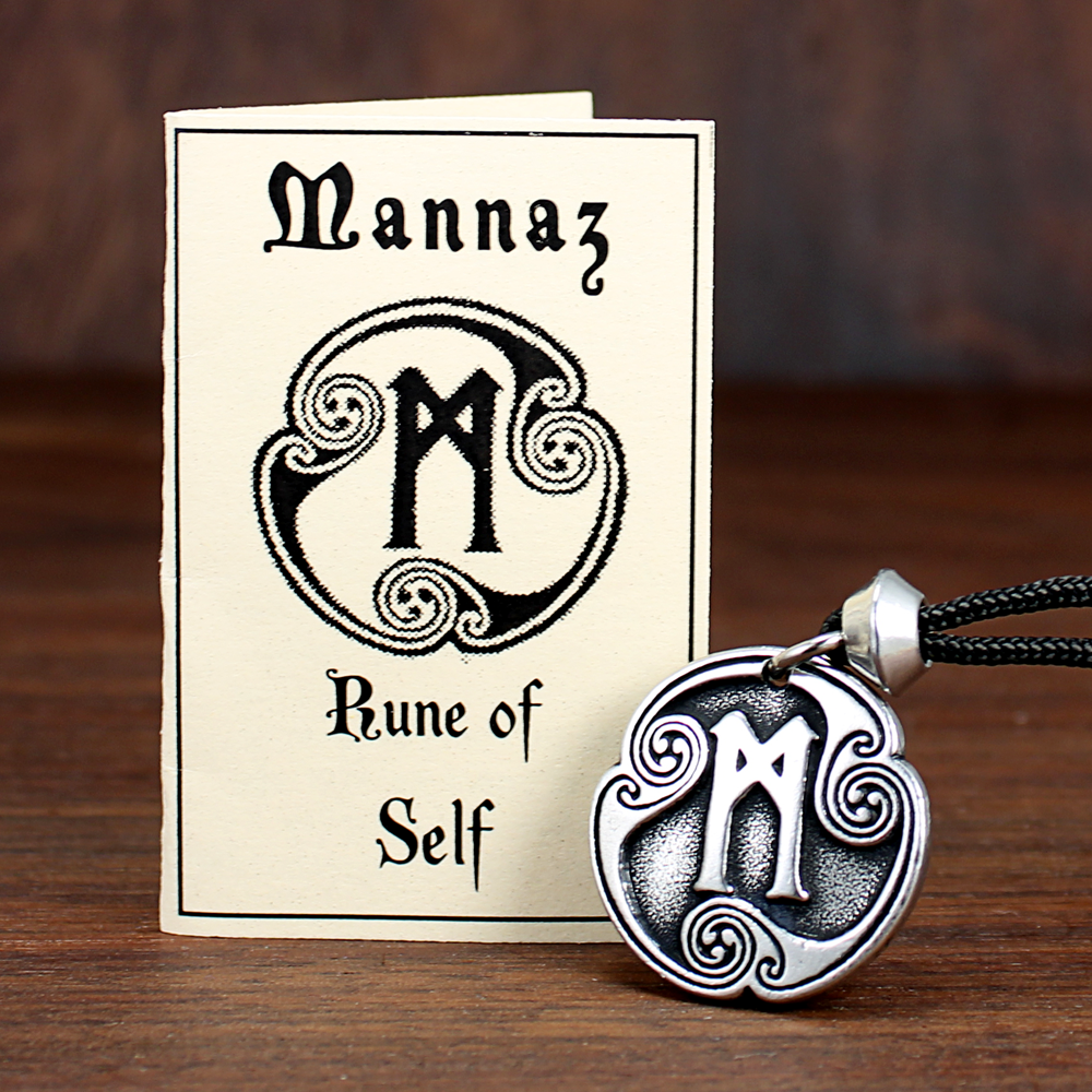 Pewter Mannaz Rune of Self Pendant Norse Viking Asatru Necklace ...