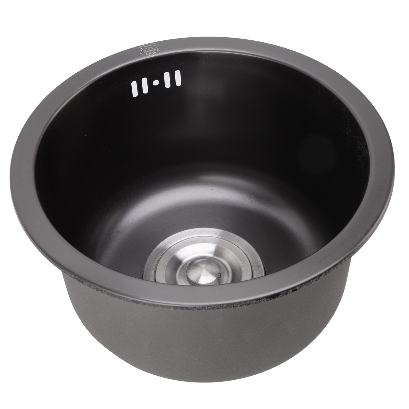 (Black)Mini Round Kitchen Sink Bar Stainless Steel Basin Single Bowl ...