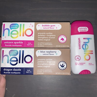 Hello Unicorn Sparkle & Dragon Dazzle Fluoride Toothpaste & Natural ...