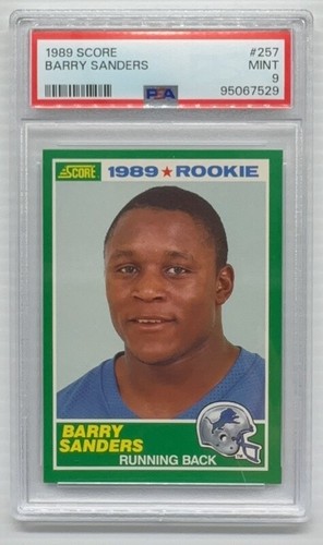 1989 Score Barry Sanders Rookie Card RC #257 PSA 9 Mint Detroit Lions ...