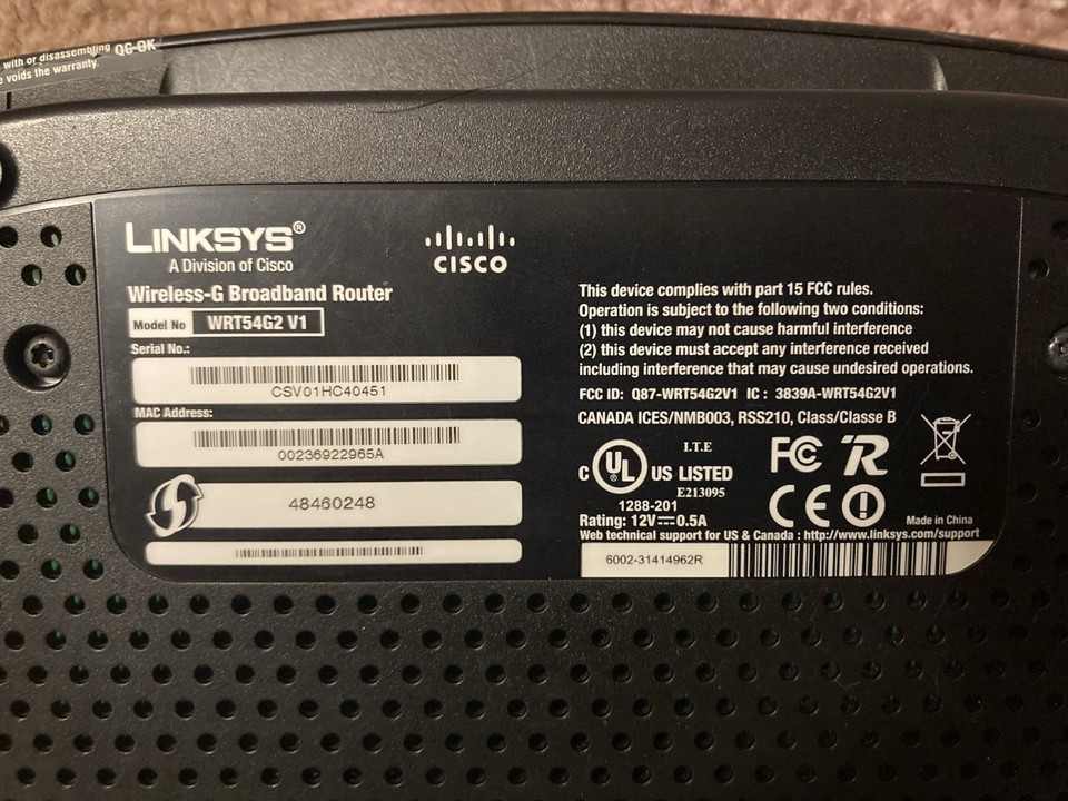 Cisco Linksys WRT54G2 V1 Wireless G Broadband Router TESTED Works | eBay