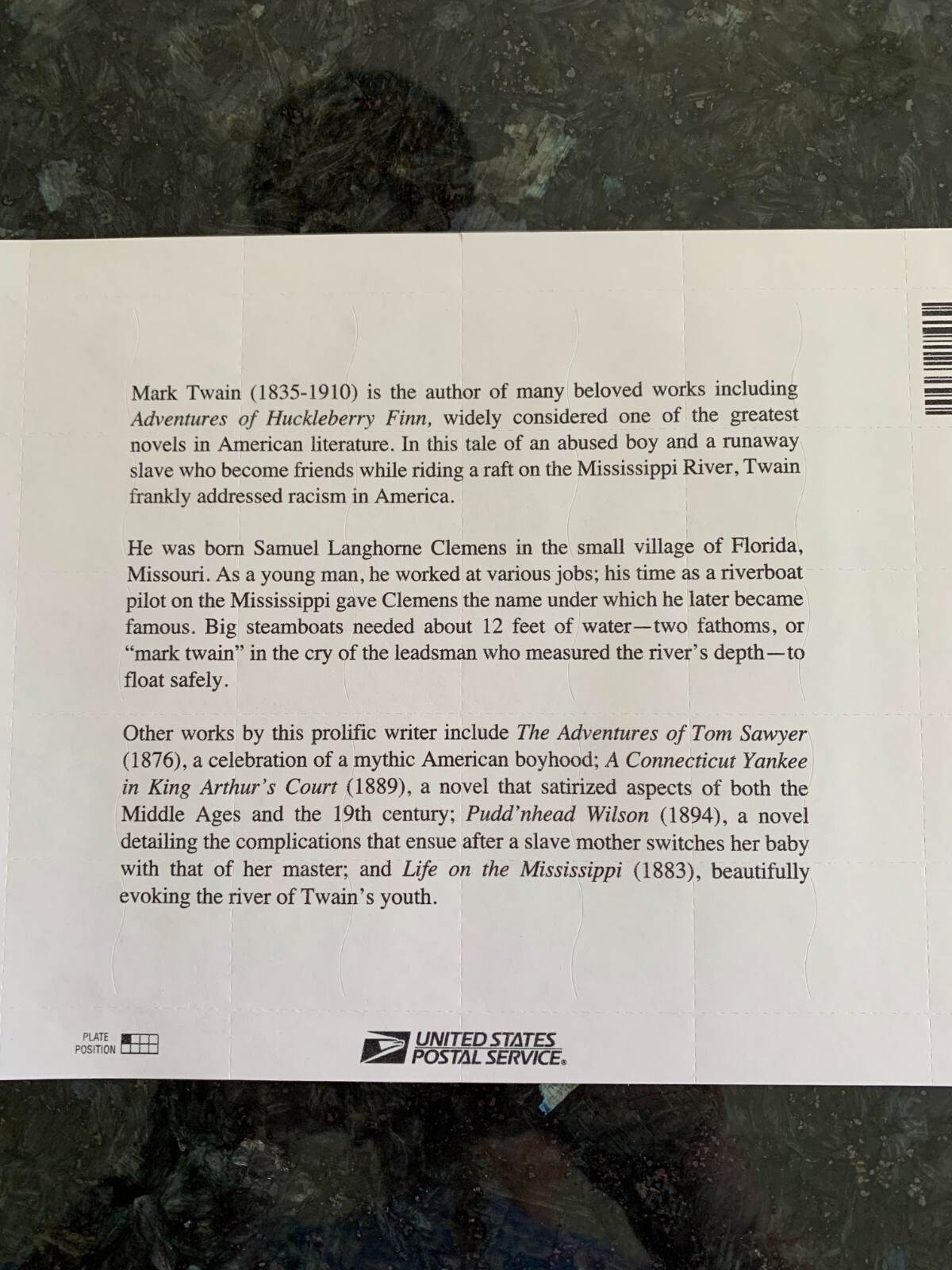 Scott 4545, A3474 2011 USPS, Mark Twain, Literary Arts, forever, sheet ...