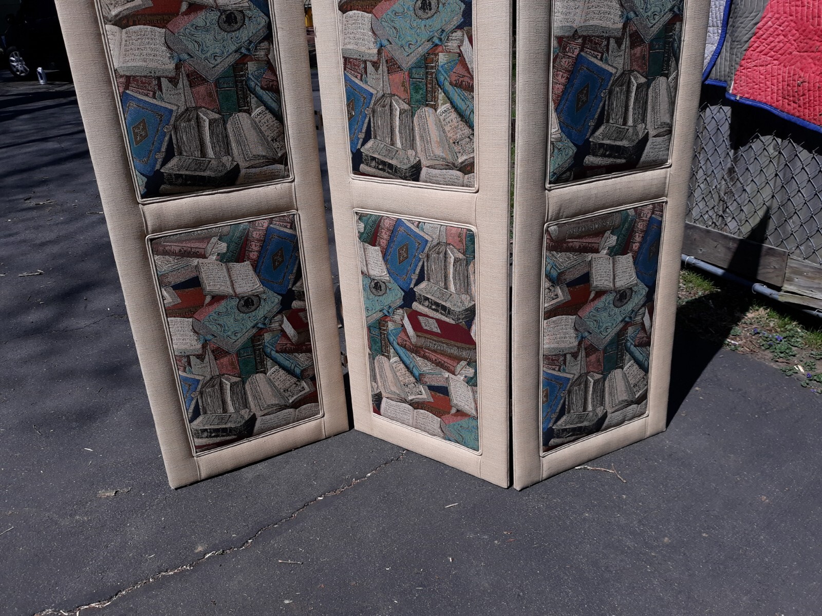 Large Folding Library Screen Room Divider With Antique Book Theme | eBay