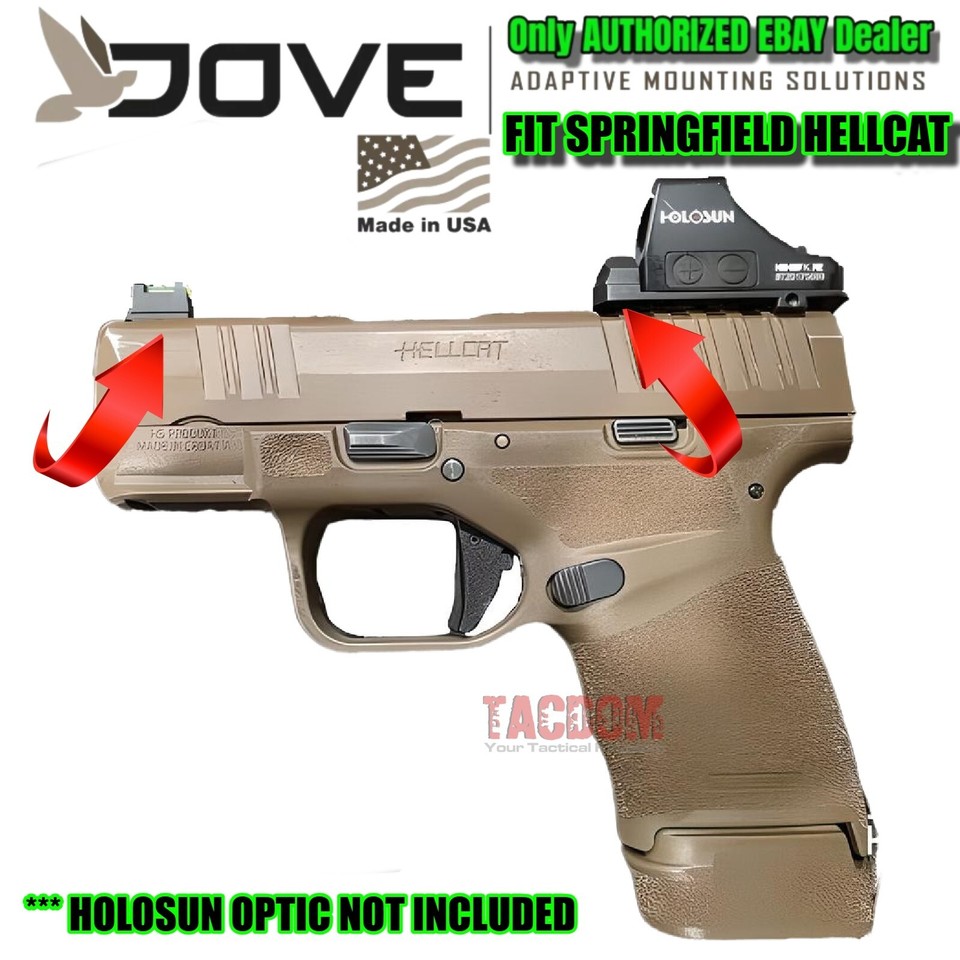 DOVE Mounting SPRINGFIELD HELLCAT RMSc Slide Sight Adapter Front Rear ...
