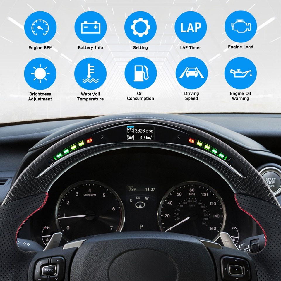 Real Carbon Fiber LED Steering Wheel For LEXUS CT IS NX RC ISF GSF 2013 ...