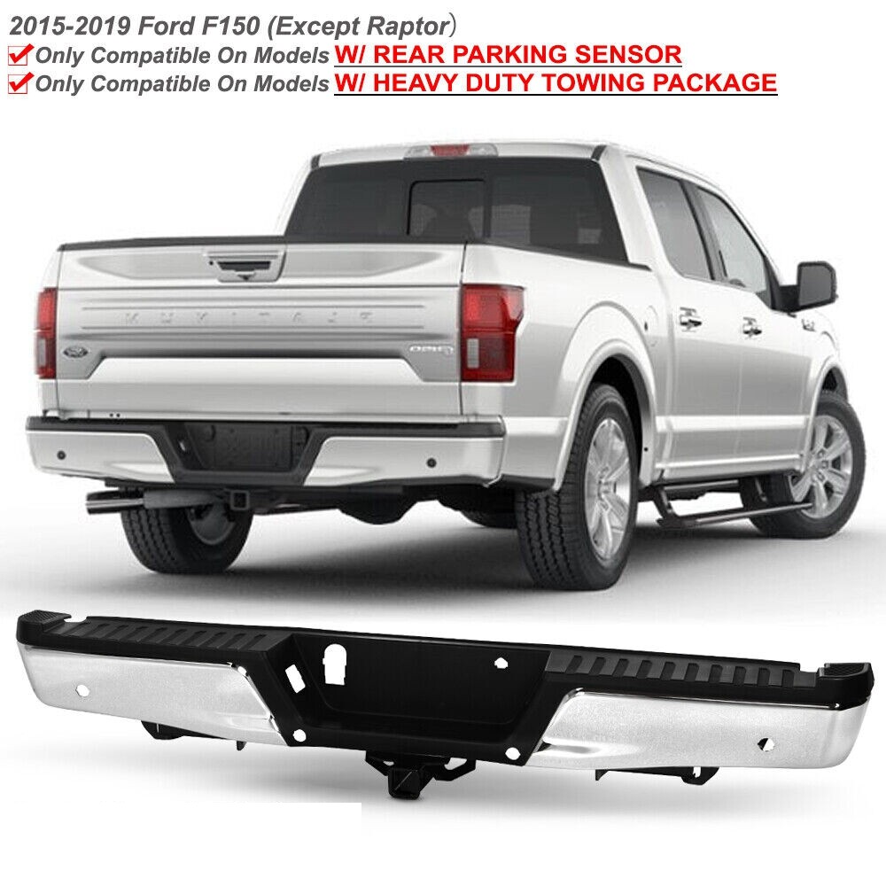 Complete Chrome Rear Bumper Assembly Fits 15-20 Ford F150 W/SENSOR Hole ...