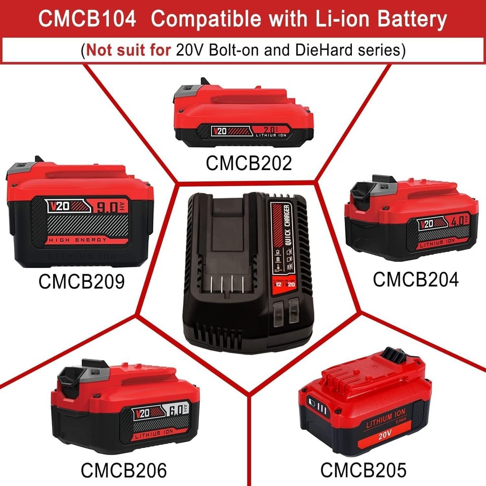 2PACK 20Volt For Craftsman V20 3.6Ah Li-ion Battery CMCB204 CMCB202 ...