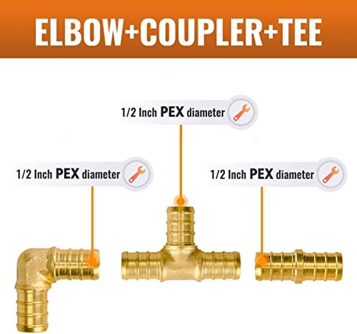 Pex Fittings 1/2 Inch, 36 PCS 1/2 Inch Pex Fittings Set, 12 Each PEX ...