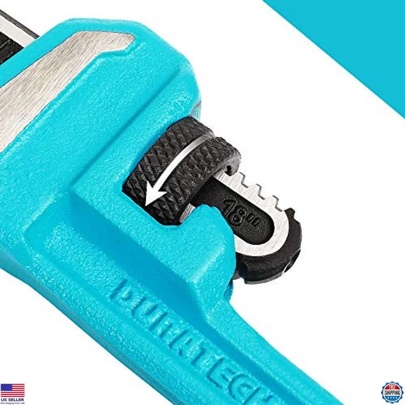 18" Heavy Duty Adjustable Pipe Wrench, Malleable Cast Iron, Plumbing ...