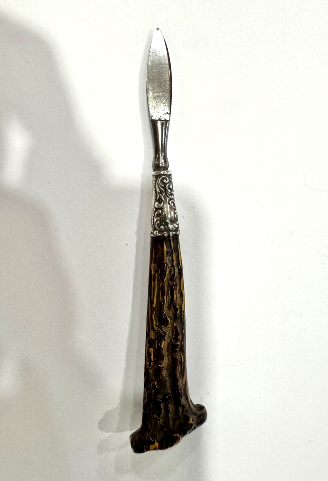 Antique Sterling Wax Seal Lifter / Ink Scraper Knife – Stag Horn Handle ...