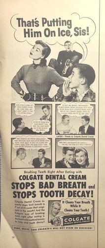 Colgate Ribbon Dental Cream Stops Bad Breath Tooth Decay Vintage Print ...