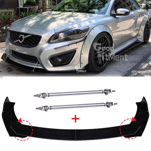 For Volvo C30 V50 T5 S40 Front Bumper Chin Lip Spoiler Splitter + Strut ...