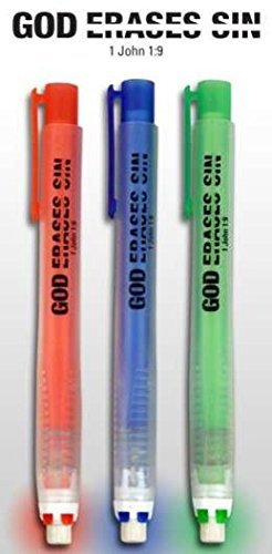 (48) Assorted STICK ERASERS, God Erases Sin, 1 John 1:9 | eBay