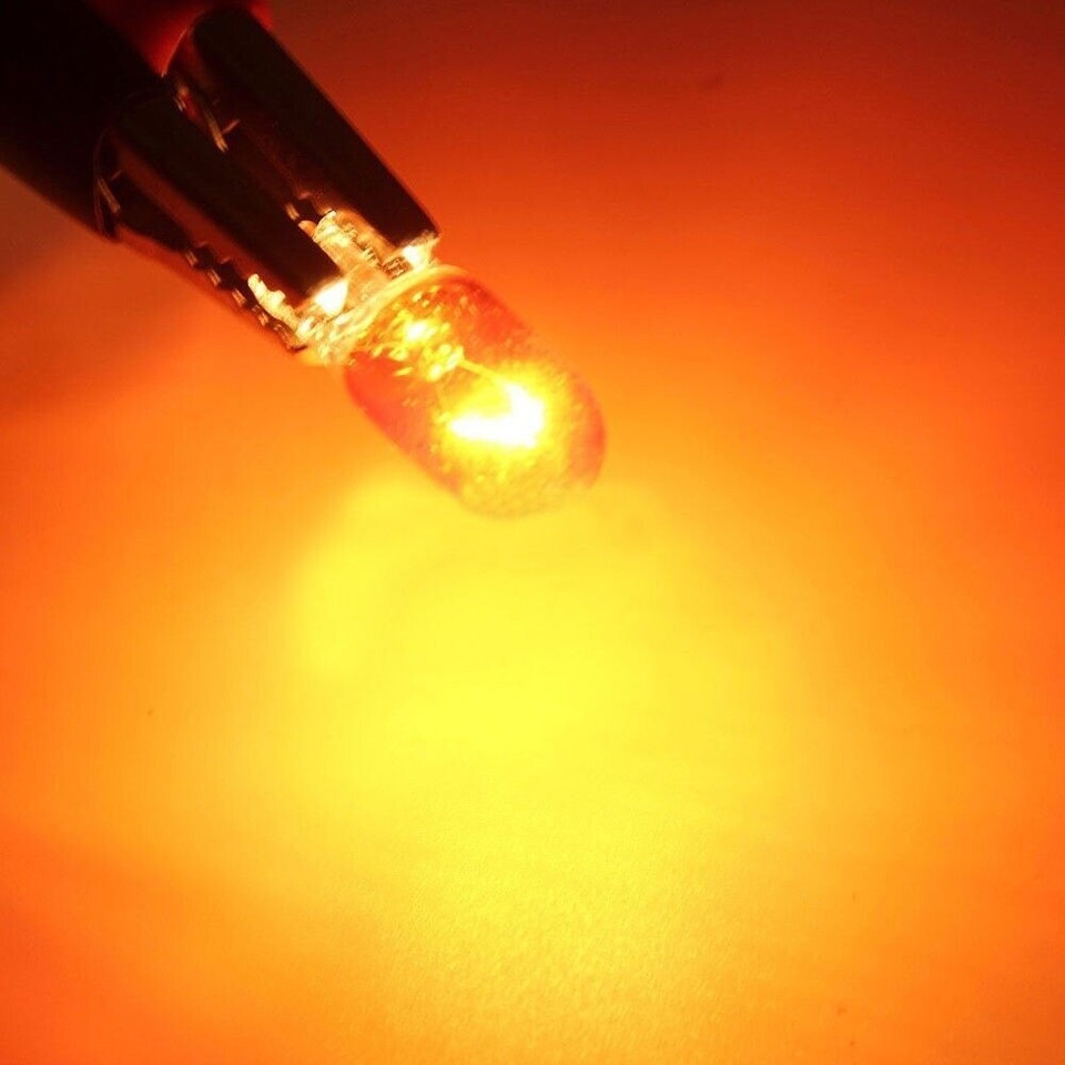 10 x 501 ORANGE SIDE LIGHT PUSH IN CAR CAPLESS NUMBER PLATE BULBS W5W ...