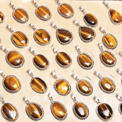Buy Tiger's Eye Gemstone 925 Sterling Silver Plated Fancy 50 PCs ...