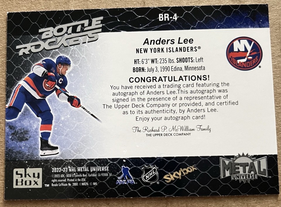 Anders Lee 22-23 NHL Metal Universe Bottle Rockets Autograph | eBay