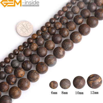 Matte Stone Semi Precious Stone Natural Brown Bronzite Jasper Round ...