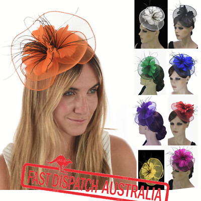 Spring Racing Race Party Melbourne Cup Feather Headband Hairband Clip ...